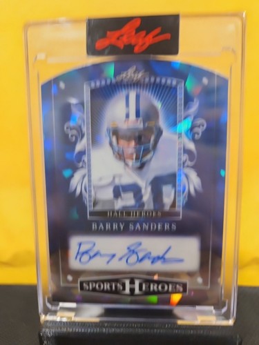 Barry Sanders Autograph On Card -2023- Leaf Blue Ice ****1/4 🔥🔥🔥 | eBay