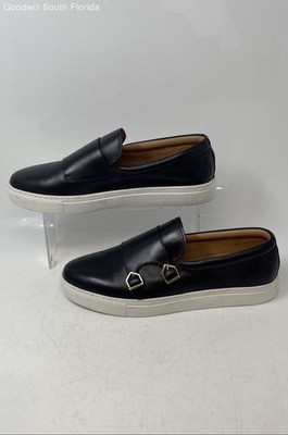 Marc Nolan Mens Kyler Black Leather Double Monk Strap Sneakers Shoes ...