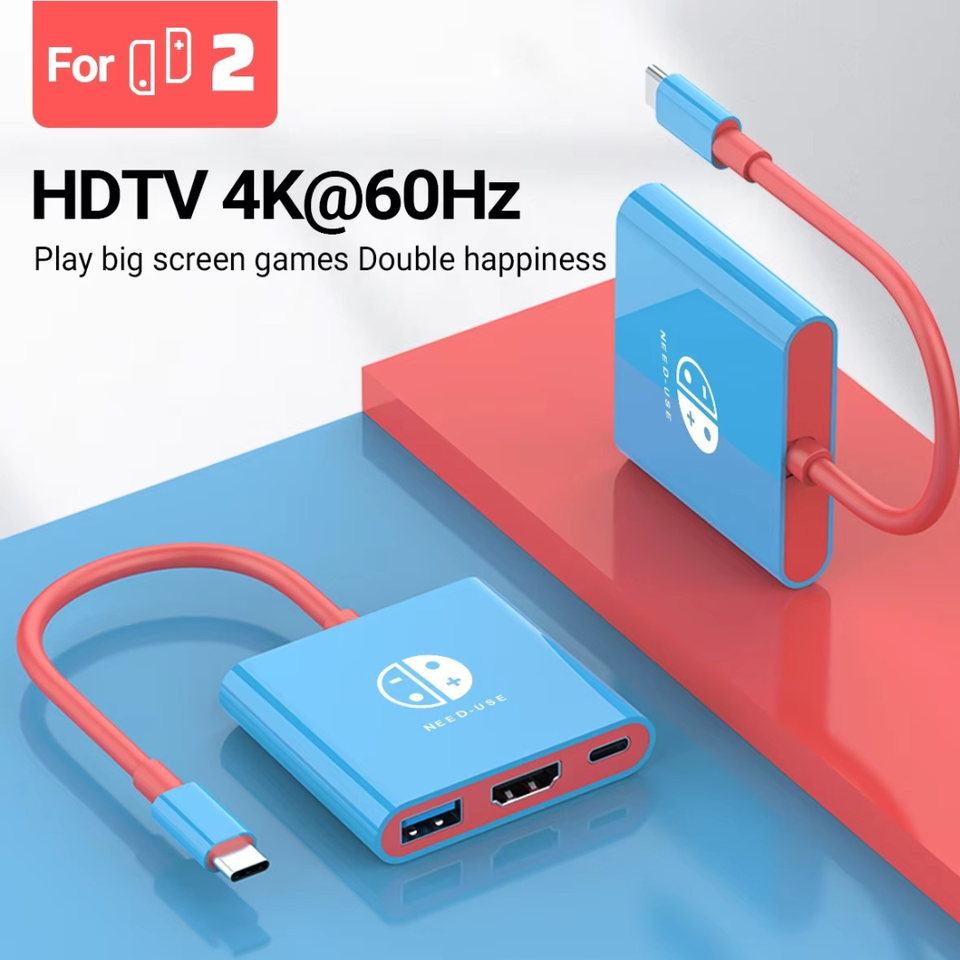HDMI TV Dock For Nintendo Switch 1/2/OLED Docking Replacement Adapter ...