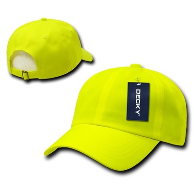 Neon Yellow Six Panel Polo Style Plain Blank Running Low Crown Baseball ...