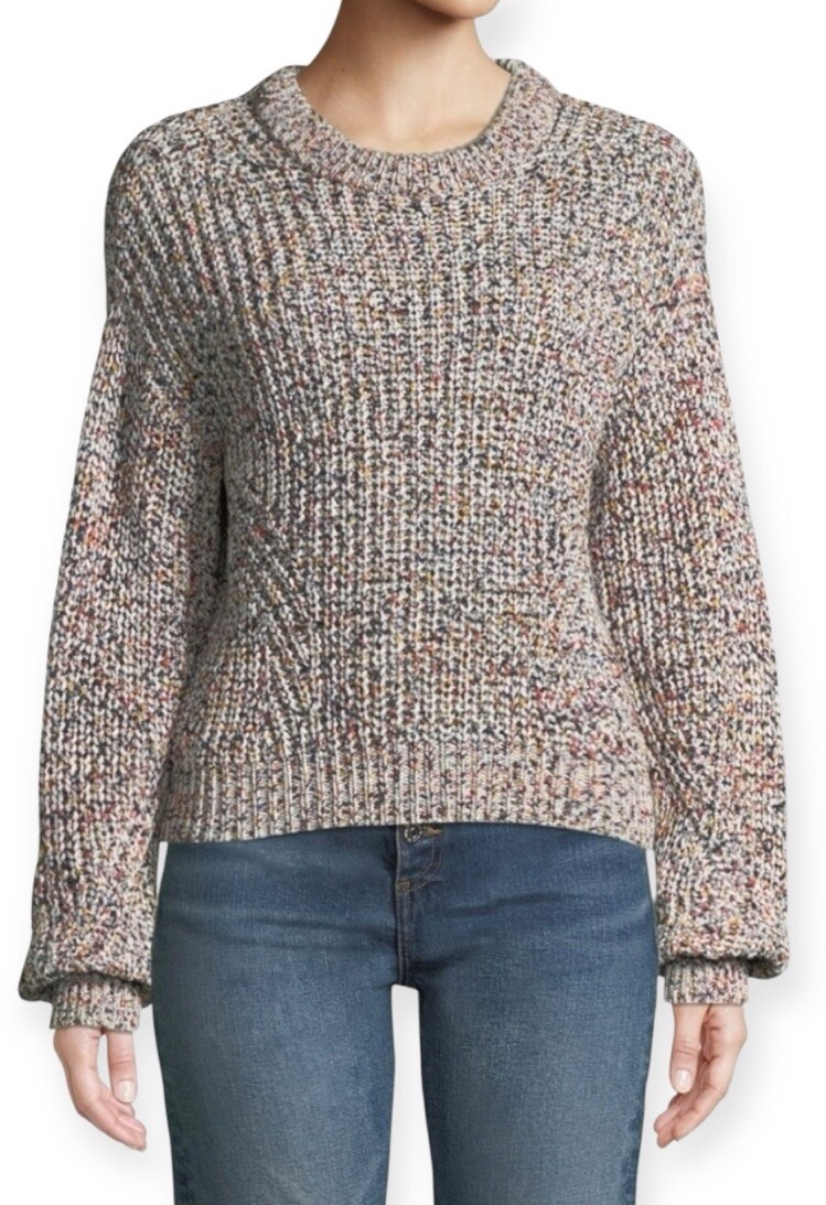 VERONICA BEARD Womens S Ryce Marled Crochet Knit Crew… - Gem