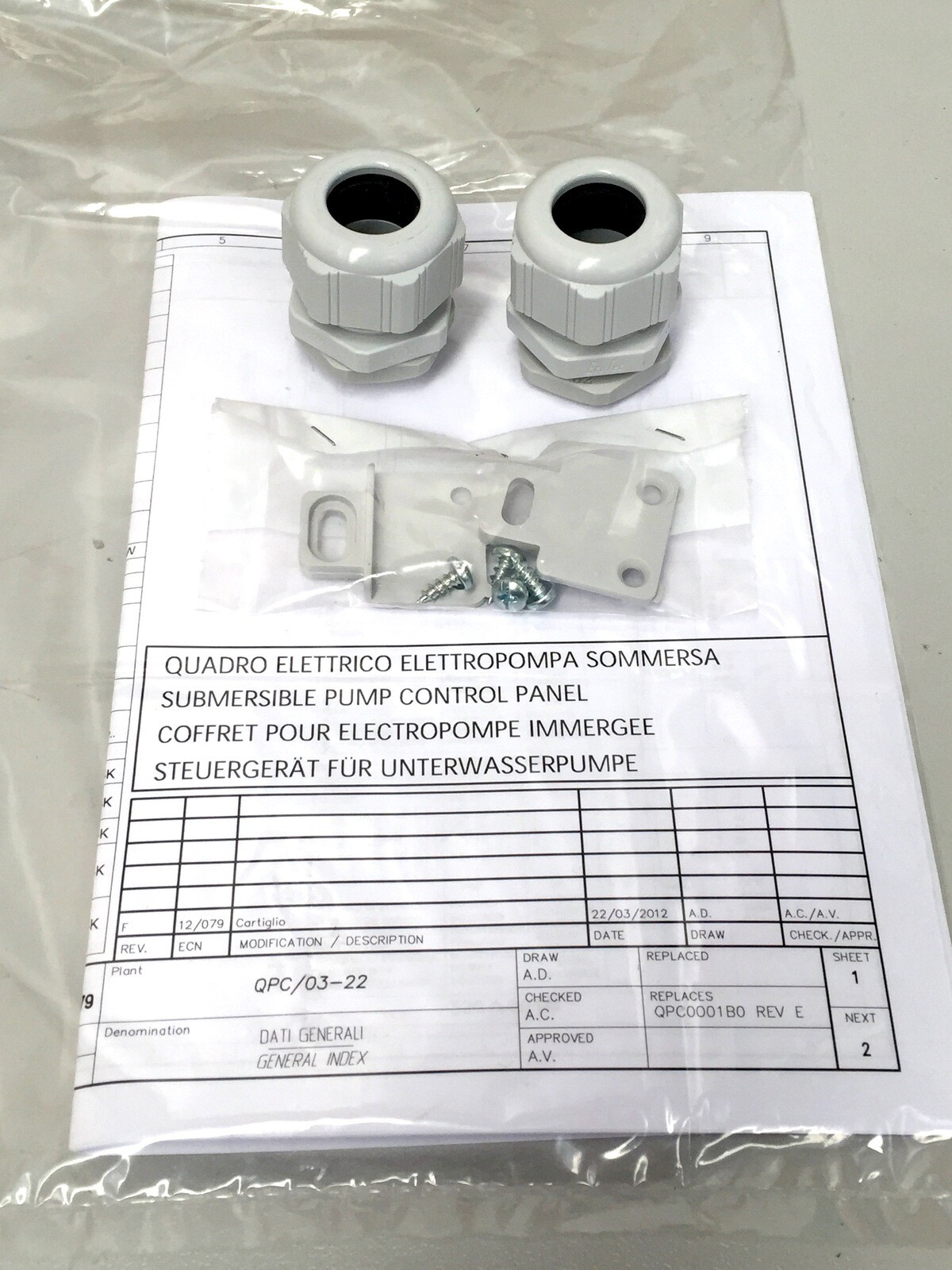 LOWARA QPC/22 Quadro Pump Control Box 220-230V 1~50Hz 16A 70M IP54 for ...