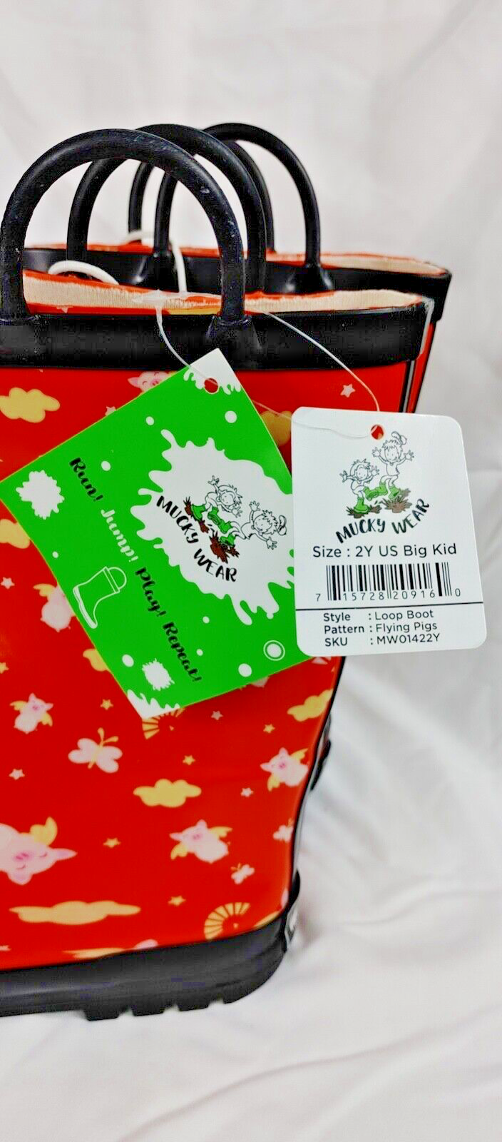 Mucky Wear Kid's Rubber Rain Boots Flying Pigs 2Y US Big Kids Red | eBay