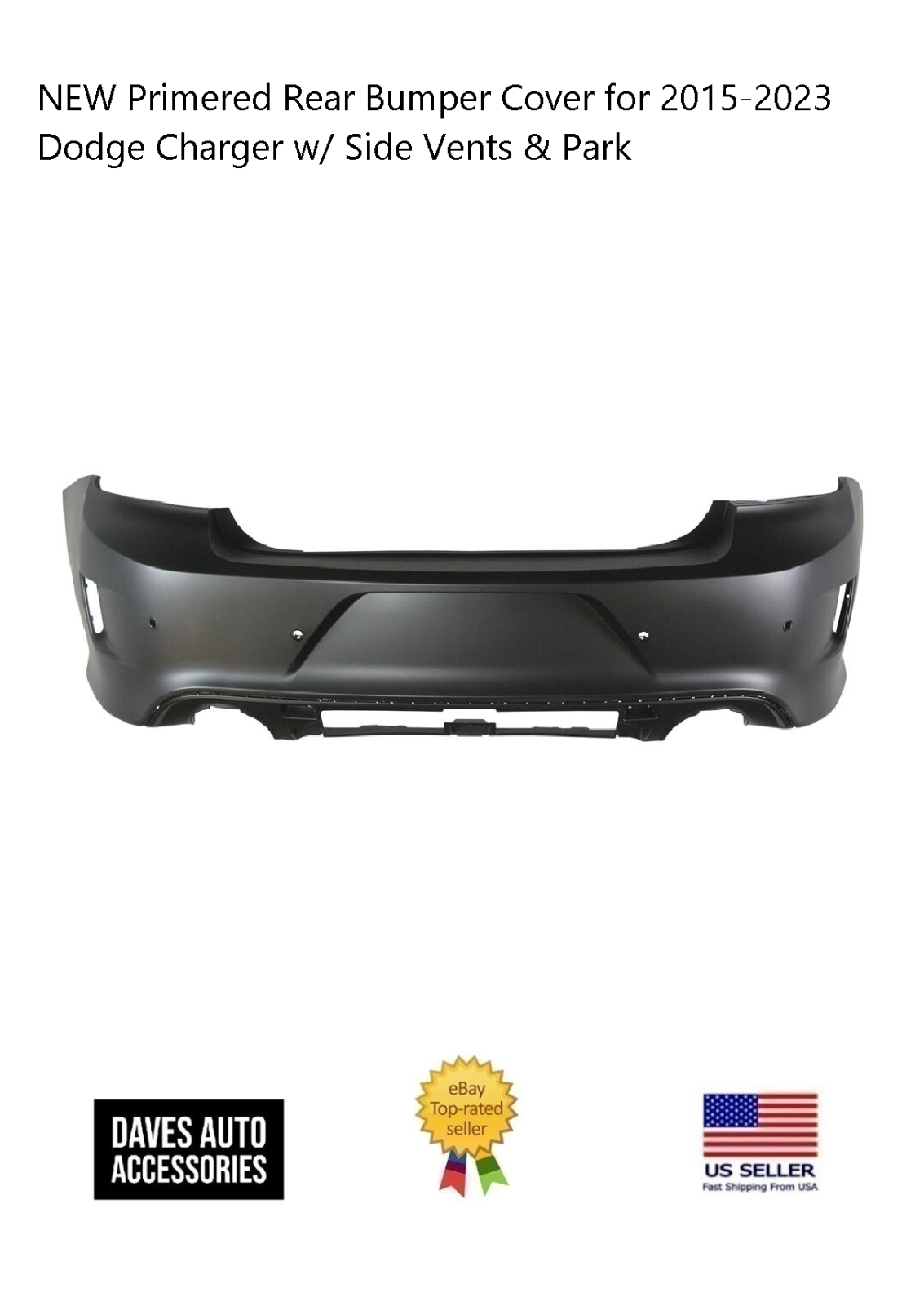Primered Rear Bumper Cover Assembly w/ Side Vents Fits 2015-2023 Dodge ...