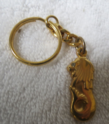 Gold Toned Merlion Lion Head Mermaid Body Singapore Mascot Keychain 13C ...