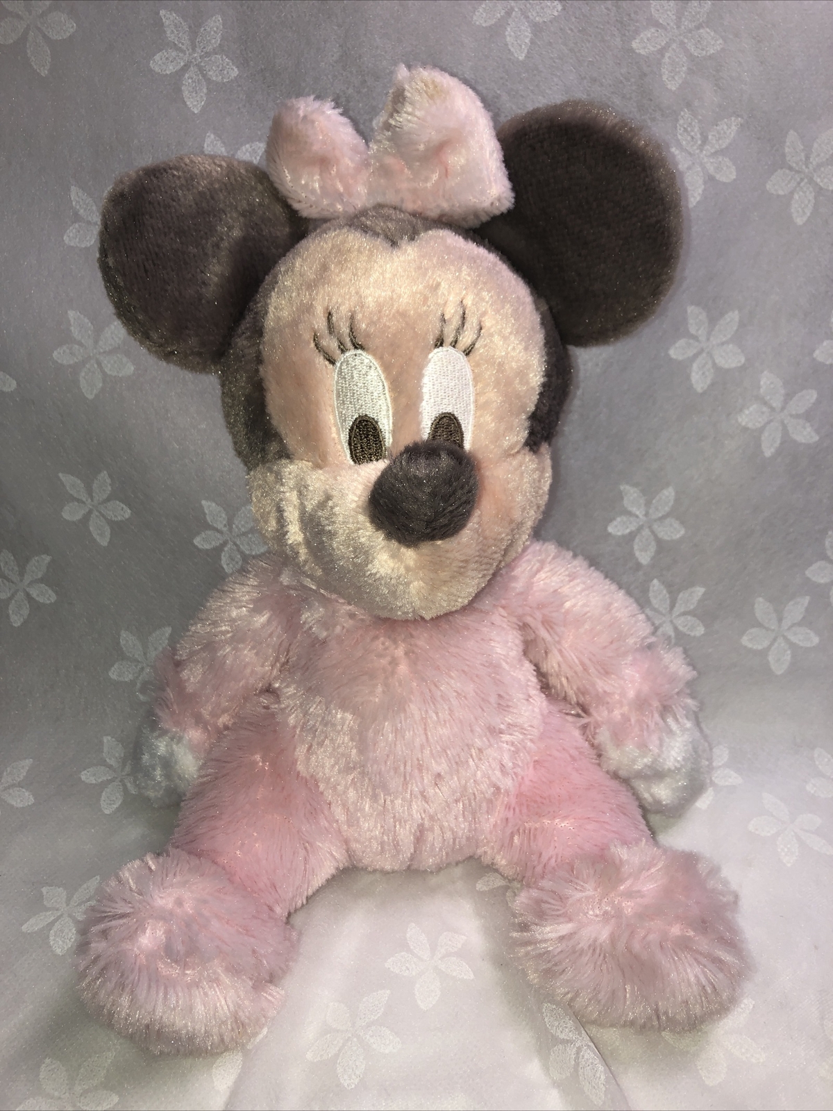 Disney Parks Baby Pink Minnie Mouse Plush Doll with Rattle Pastel 10 ...