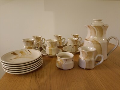 Larbert pottery handcrafted stoneware 21 piece set-mugs plates teapot ...