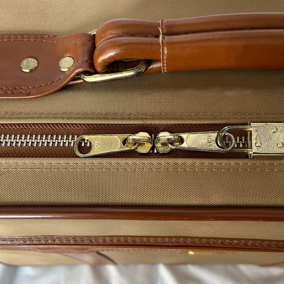 Vtg Samsonite Brown Tan 21x13x7 Handled Suitcase Luggage Brown Soft ...