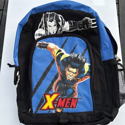 Wolverine X-MEN BLUE CANVAS BACKPACK W/ WATER BOTTLE 16" X 13". | eBay