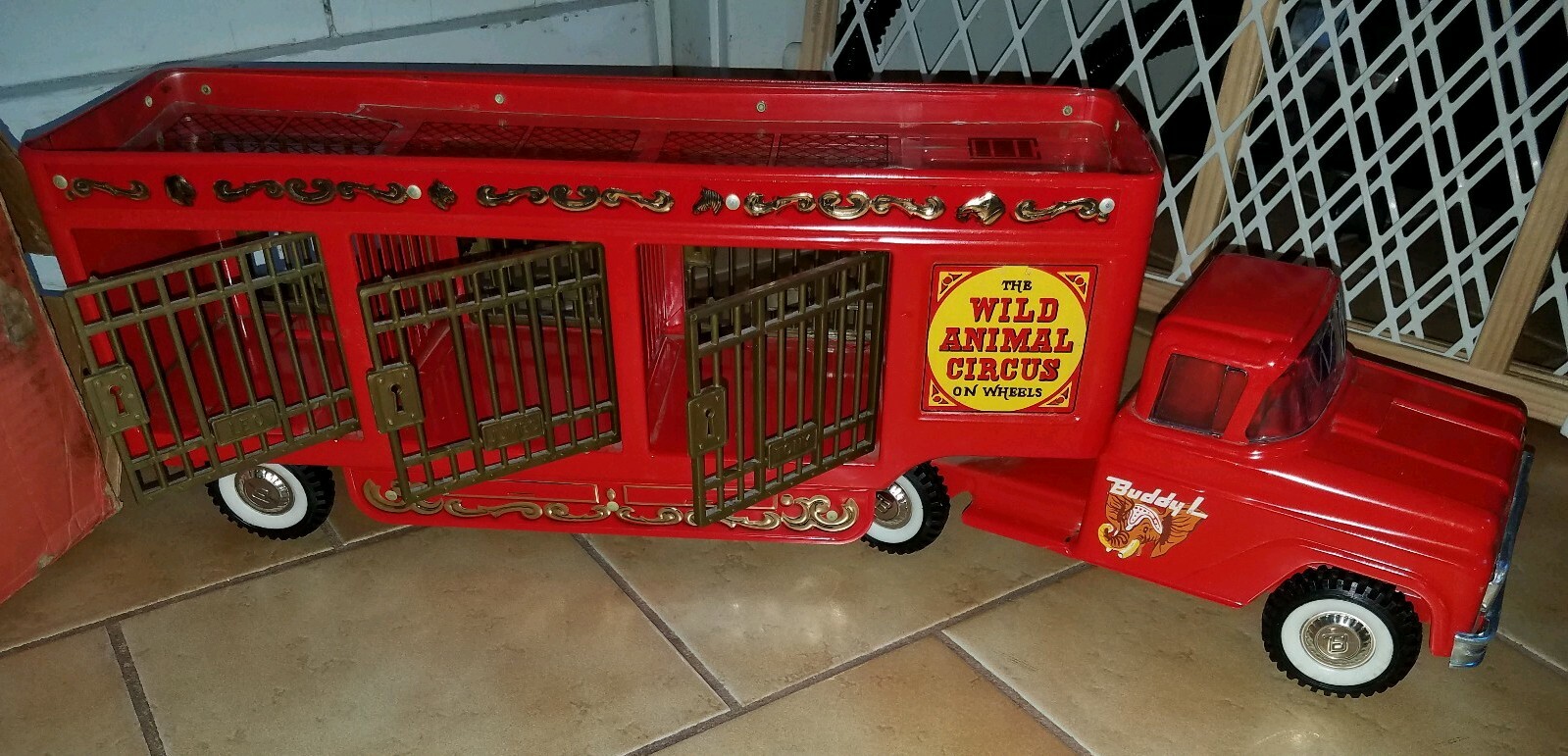 BUDDY L WILD ANIMAL CIRCUS TRACTOR TRAILER WITH ORIGINAL BOX AND ...