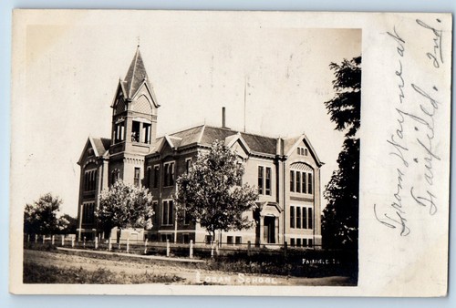 Fairfield Iowa IA Postcard RPPC Photo Logan School Building 1908 Posted ...