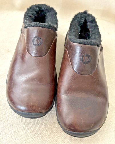 Merrell Encore Ice Womens Brown Leather Fur Lined Clogs sz 5.5 Shoes ...