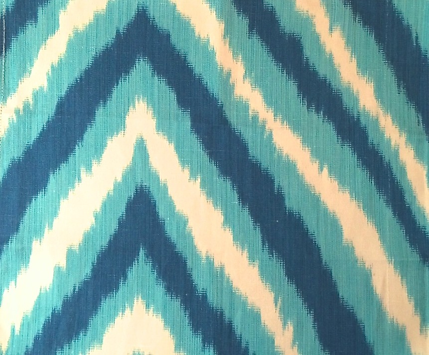 CARLETON V Alexandria Blue Turquoise Chevron Cotton Linen Remnant New ...