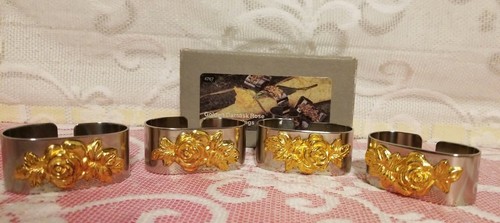 Oneida Golden Damask Rose 24k Gold Electroplate 18/8 Stainless Napkin ...