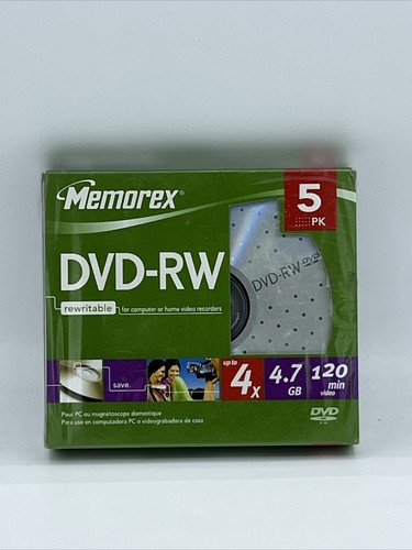 Memorex DVD-RW 4.7GB - 4x - 120min - 5 pack NEW SEALED | eBay