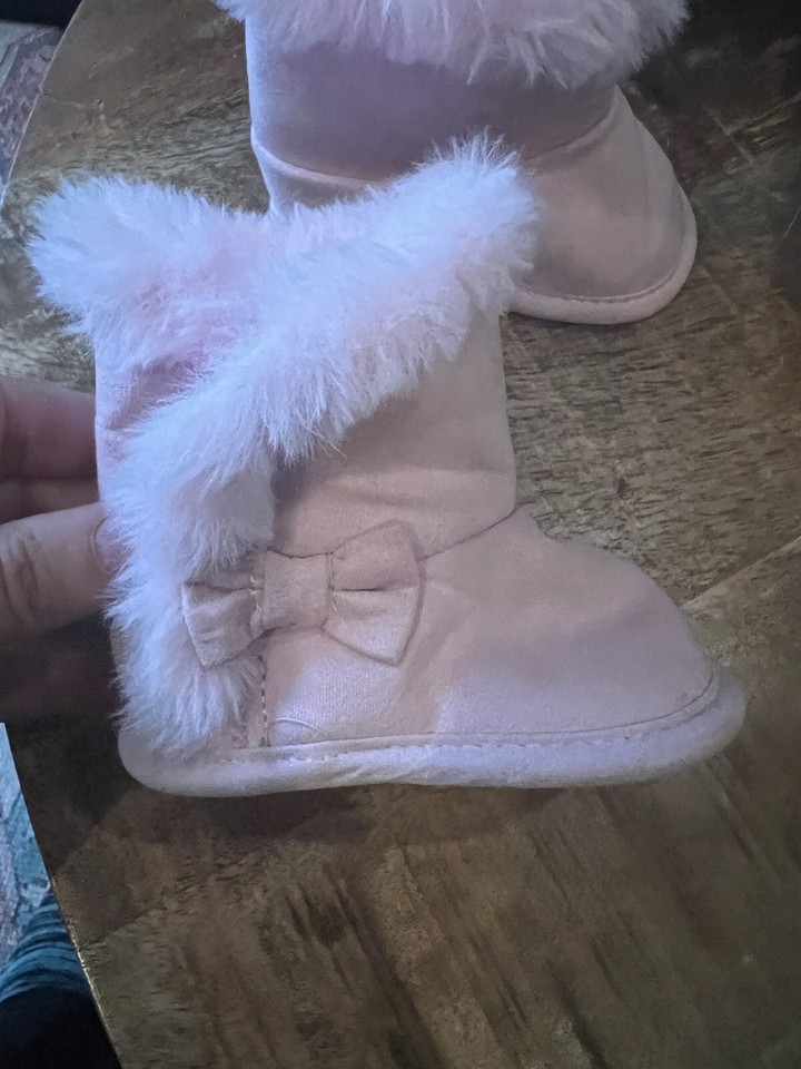 Infant Pink Boots- Fur Booties, winter Boots | eBay