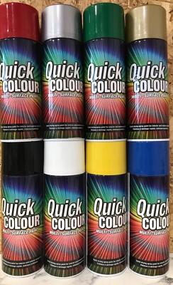 Quick Colour Multi Purpose All Surface Spray Paint 400ml Mat Gloss ...
