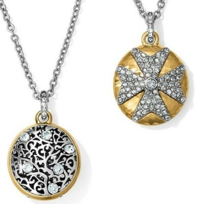 NWT Brighton ANATOLIA INFINITY CROSS Gold Silver Reversible Necklace ...