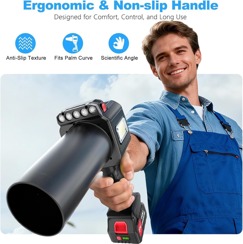 DEGGE Brushless Leaf Blower Cordless, Handheld Blowers with LED Black ...