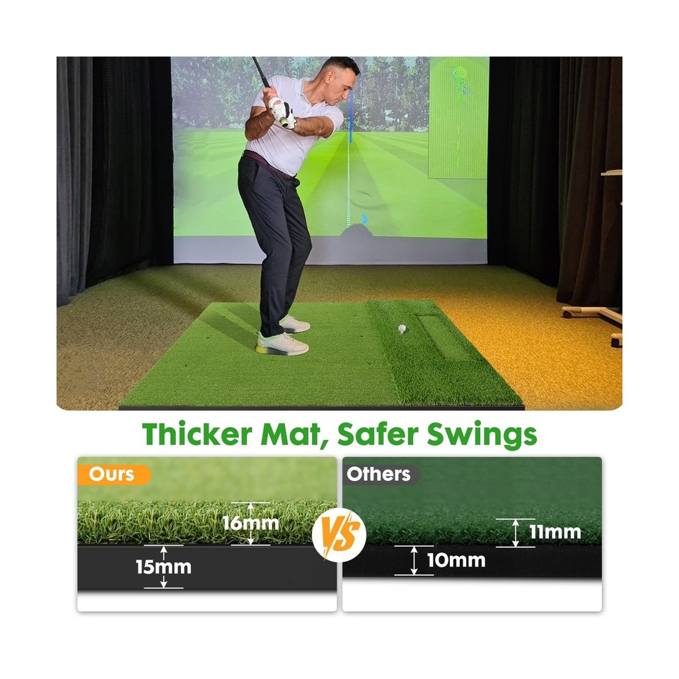 Dual-Turf Golf Mat with Ball Tray,5x4Ft 31mm Thickened Golf Hitting ...