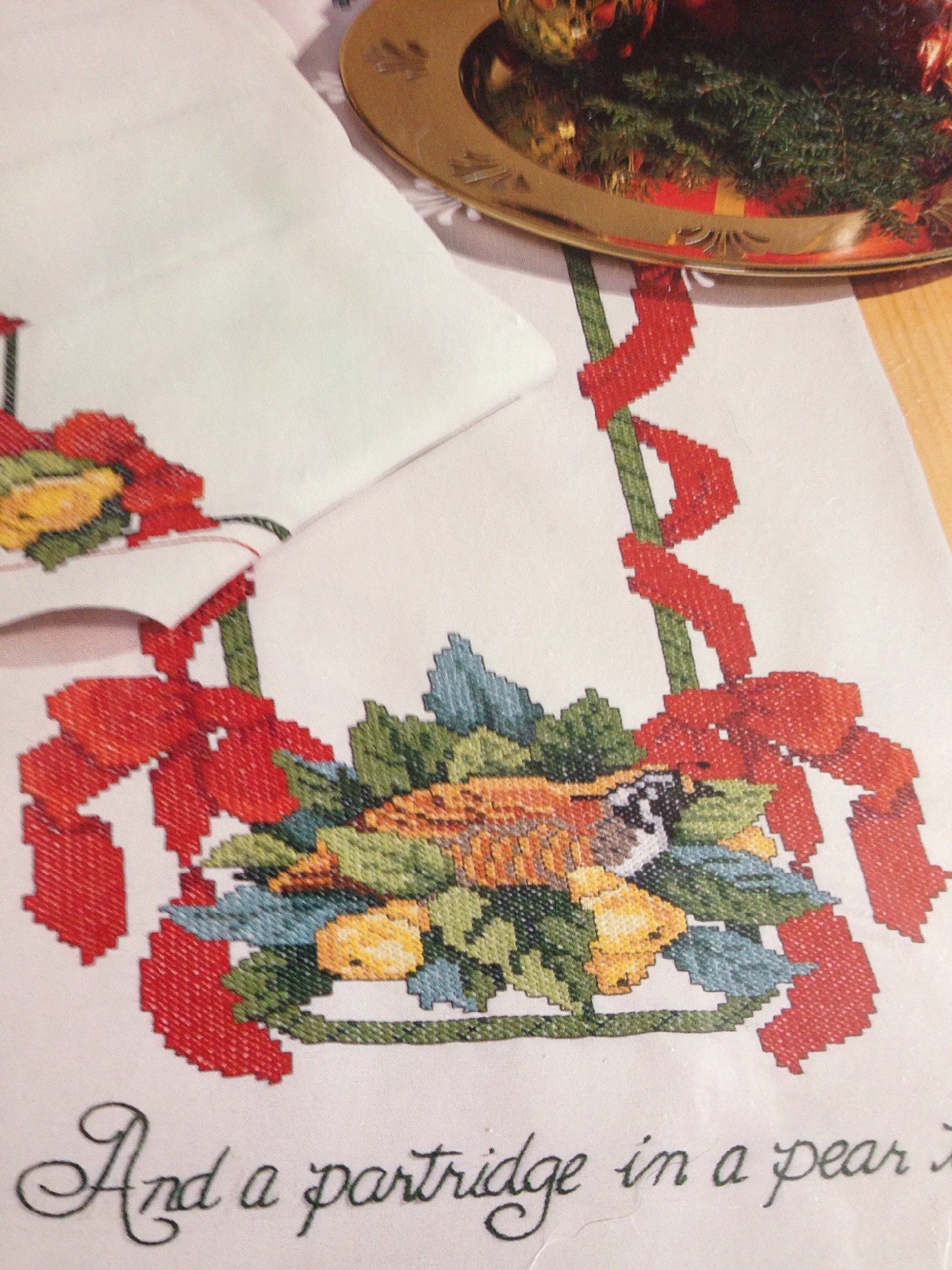 Bucilla Twelve Days of Christmas Stamped Cross Stitch Table Runner Kit ...