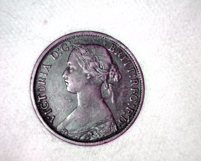 1865 Great Britian, Farthing, High Grade Circulated Copper Coin, (UK-8 ...