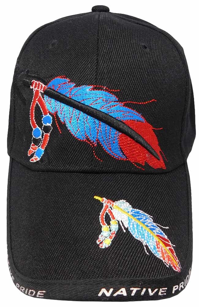 Native American Feather Beads Native Pride Indian Shadow Black Cap ...