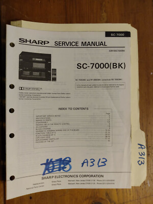 Sharp sc-7000 service manual original repair book stereo tape deck ...