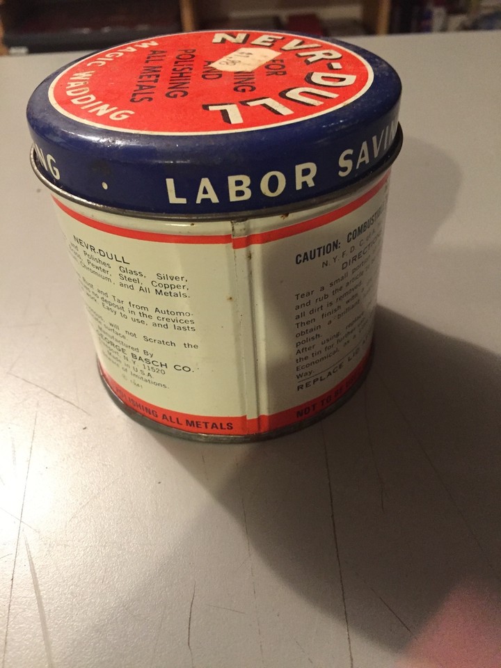 Vintage Advertising Can, Tin, Never-Dull, Wadding Polish, Silver ...