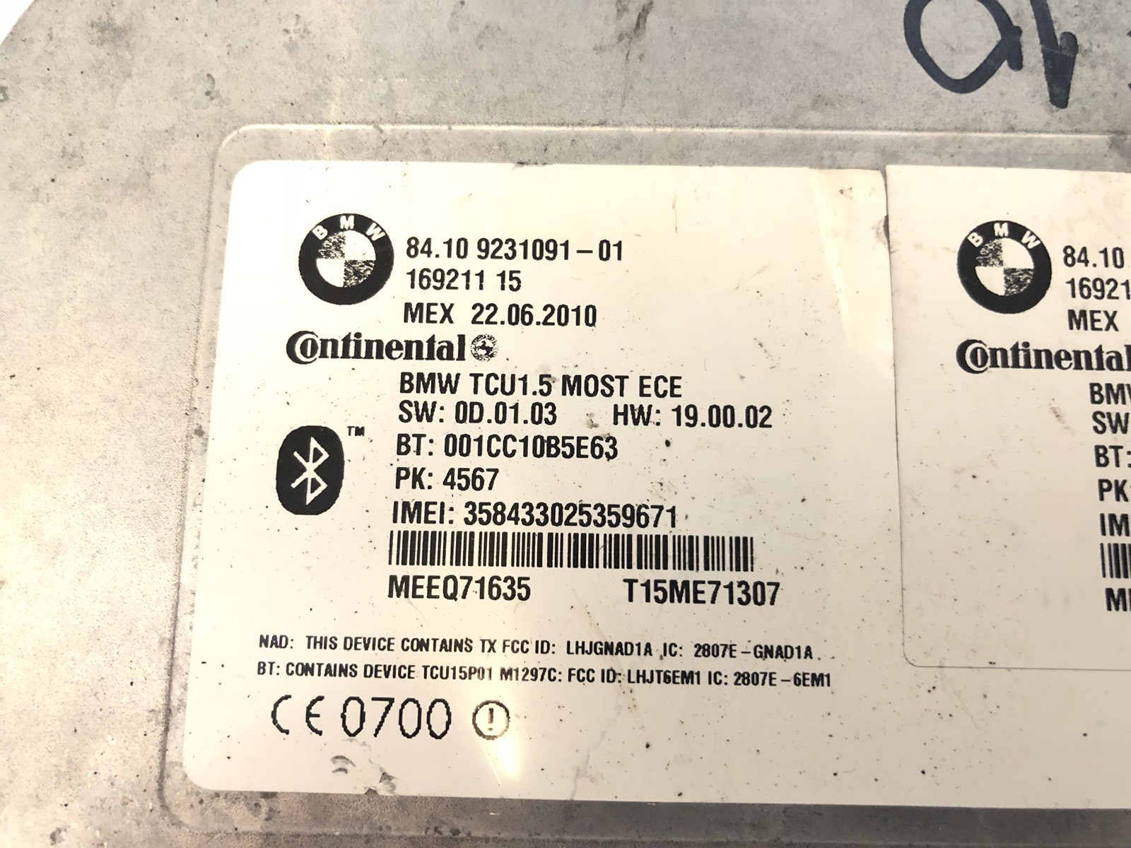 BMW Continental TCU 1.5 MOST ECE BLUETOOTH Module E70 E90 E87 F10 Ser ...