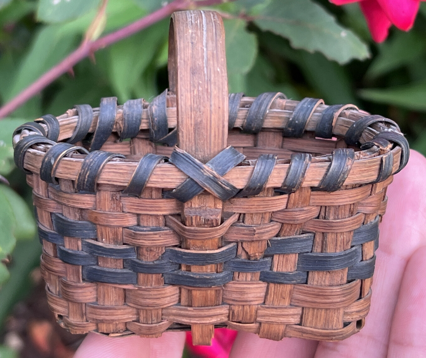 Early Antique Primitive Miniature Basket Split Oak Early Basket 3”Color ...