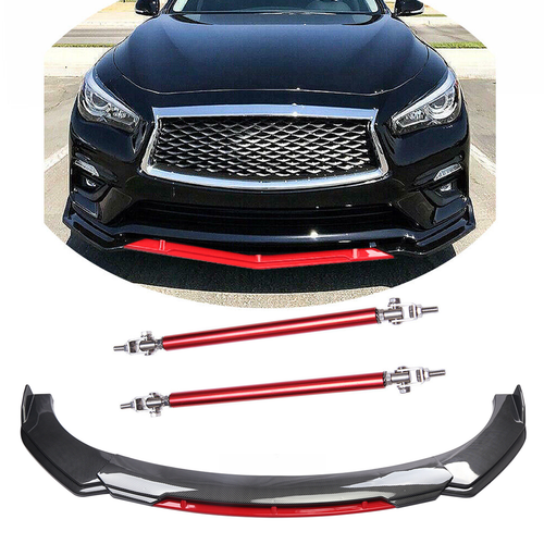 For Infiniti Q50 Base Carbon Fiber Look Front Bumper Lower Lip Spoiler ...