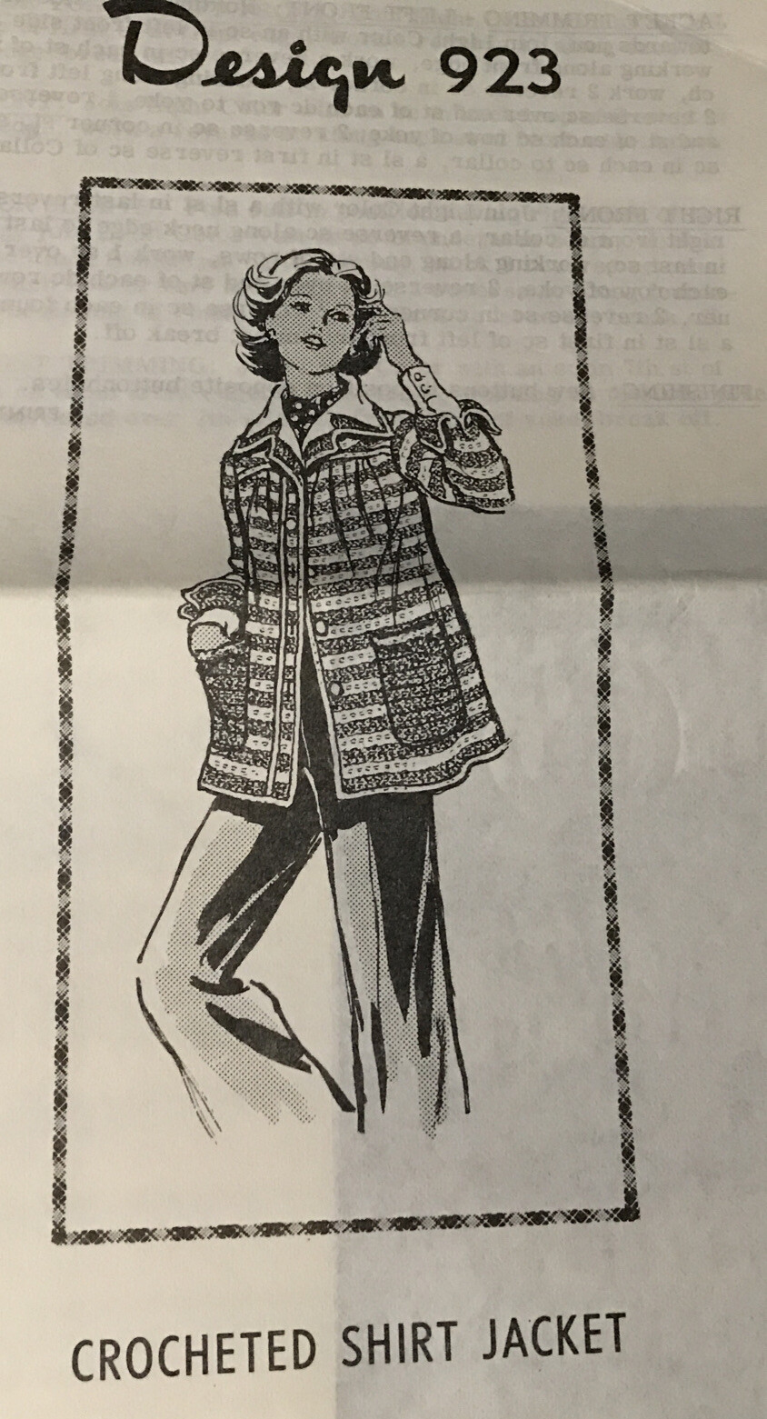923 Vintage Design SHIRT JACKET Pattern to CROCHET (Reproduction) | eBay