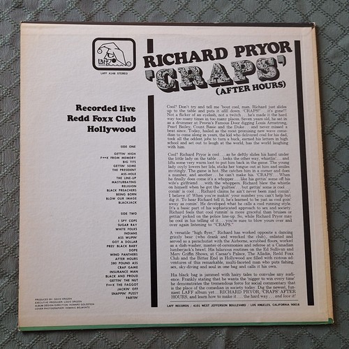 RICHARD PRYOR CRAPS After Hours, 12" LP/Vinyl Album 1971 LAFF RECORDS ...