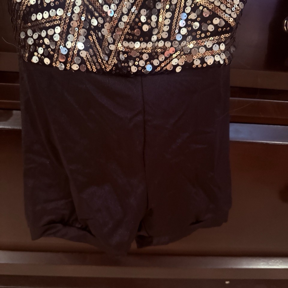 Weissman Showtime Dance SA Costume You Say Black Gold Silver Youth Sz ...
