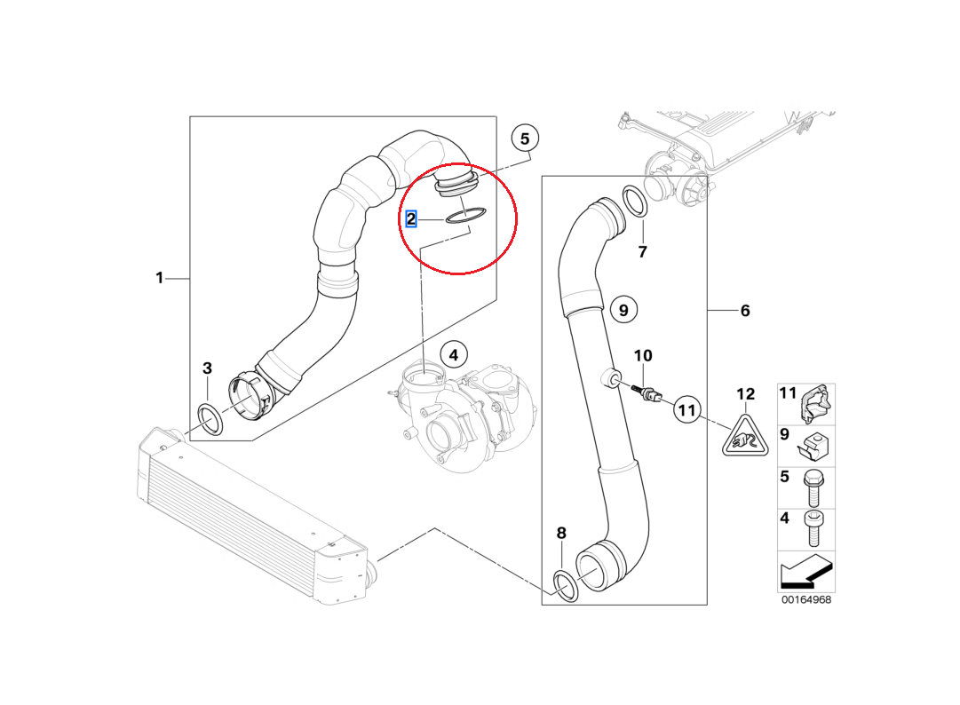 ORIGINAL BMW Formdichtung Ladeluftleitung Turbolader BMW E60 E61 E90 ...