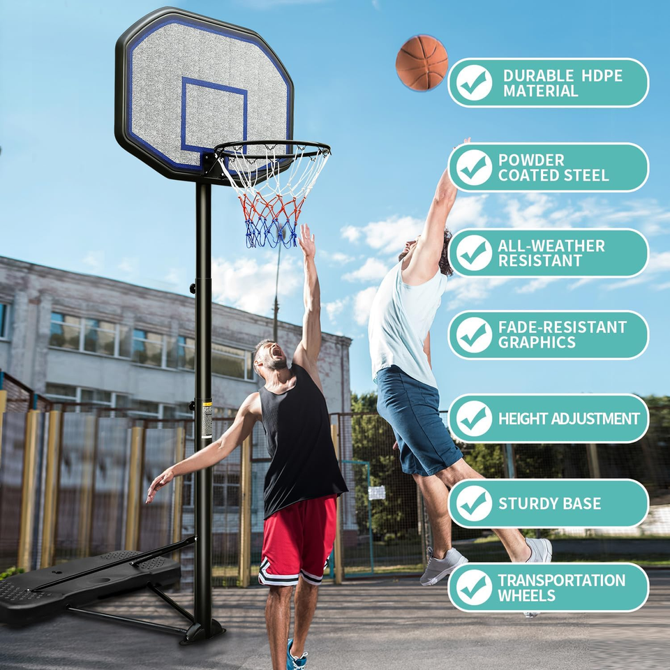 Pro Court Portable Basketball Hoop 10Ft Adjustable Basketball Hoop Goal ...