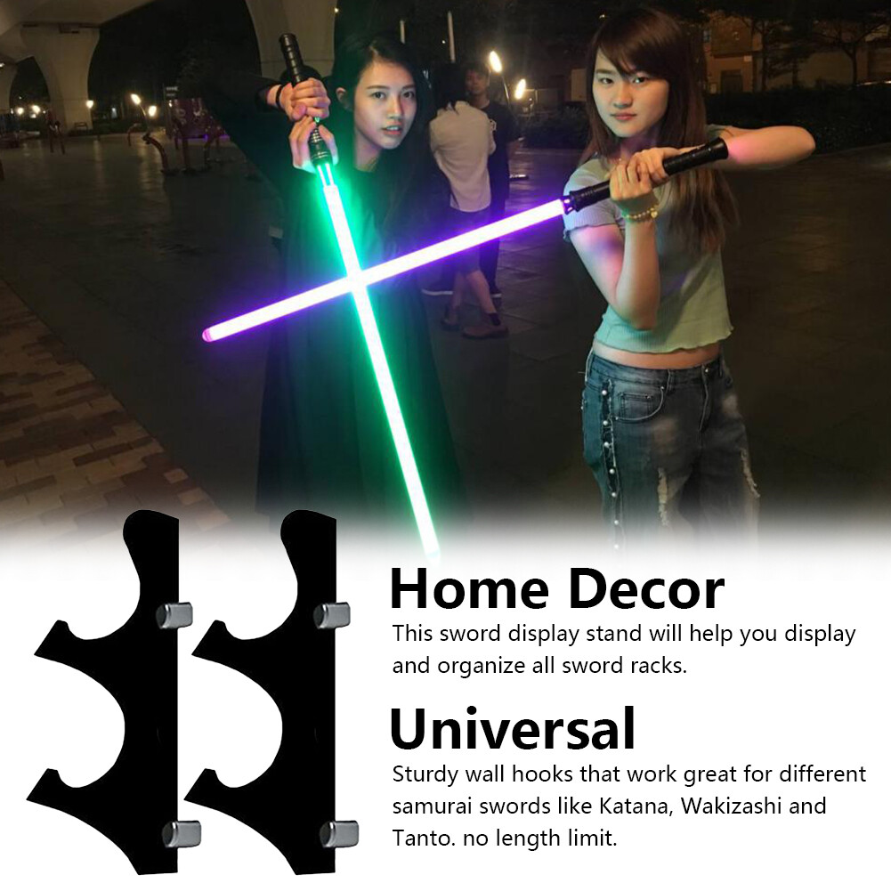Hanging Katana Wall Mount Double Layer Home Decor Black Display Sword ...