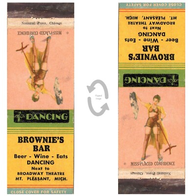 Vintage Matchbook Cover Brownies Bar Mt Pleasant MI 1940s girlie ...
