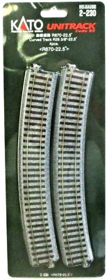 HO Scale Kato Unitrack 2-230 Curve Track 26-3/8" 670mm Radius pkg (4 ...