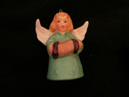 3" Goebel 1979 Light Green Angel with Accordion Bell Ornament West ...