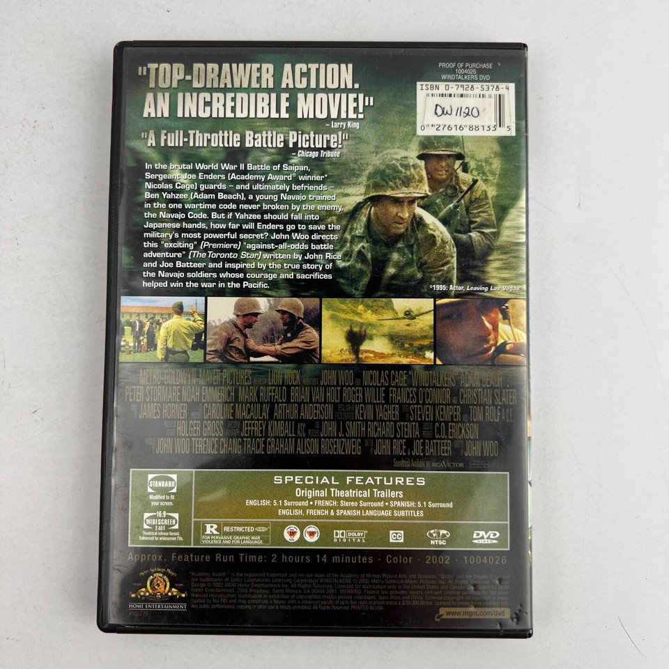 Windtalkers DVD Nicolas Cage, Adam Beach, Peter Stormare 27616881335 | eBay