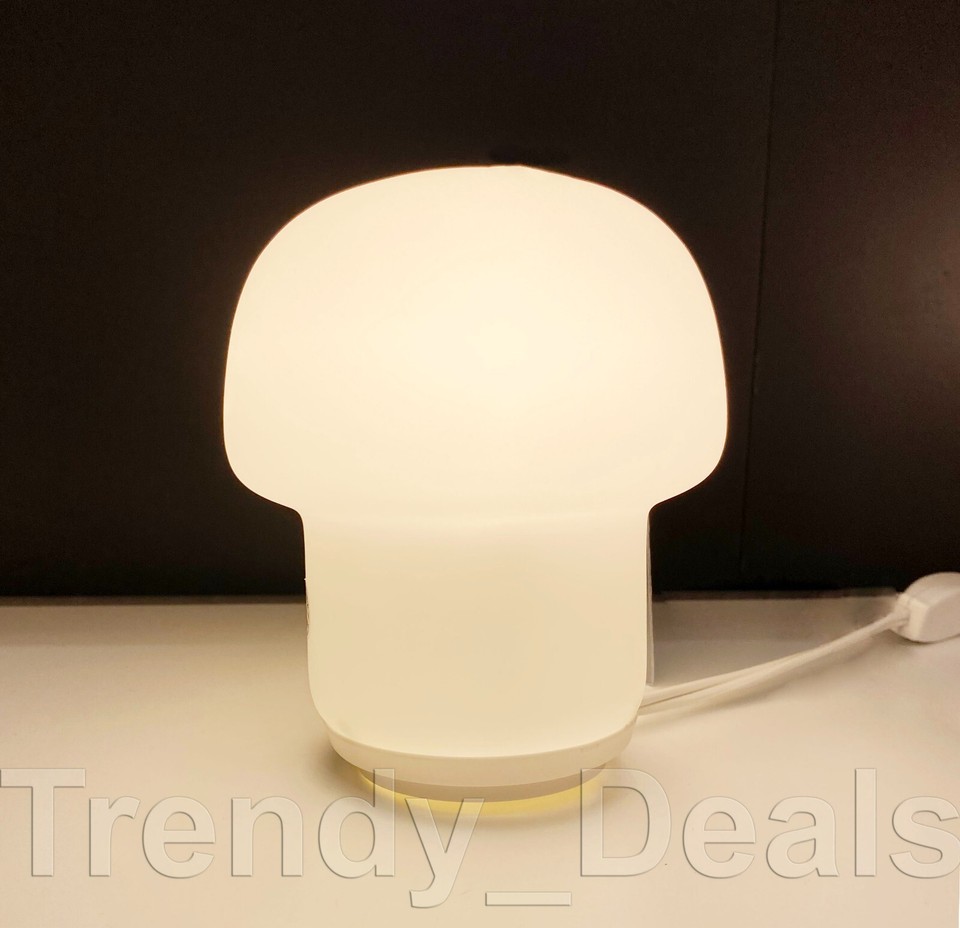 Ikea TOKABO Small Mushroom Table Lamp Colored Glass Opal White + LED ...