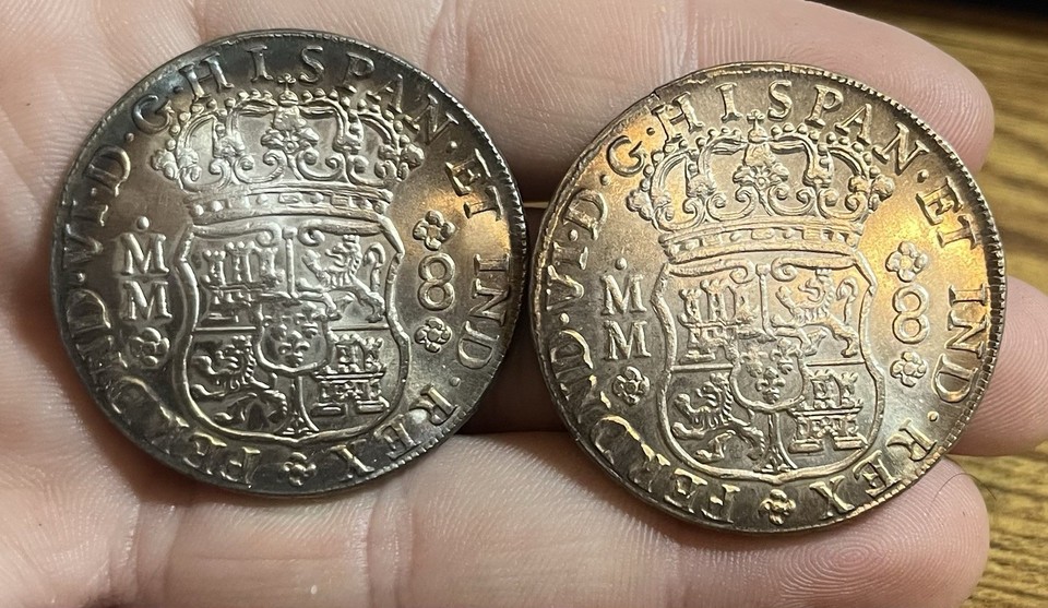 LOT OF 2 1756 8 Reales CONTEMPORARY COMMEMORATIVE Spanish Pillar Dollar ...