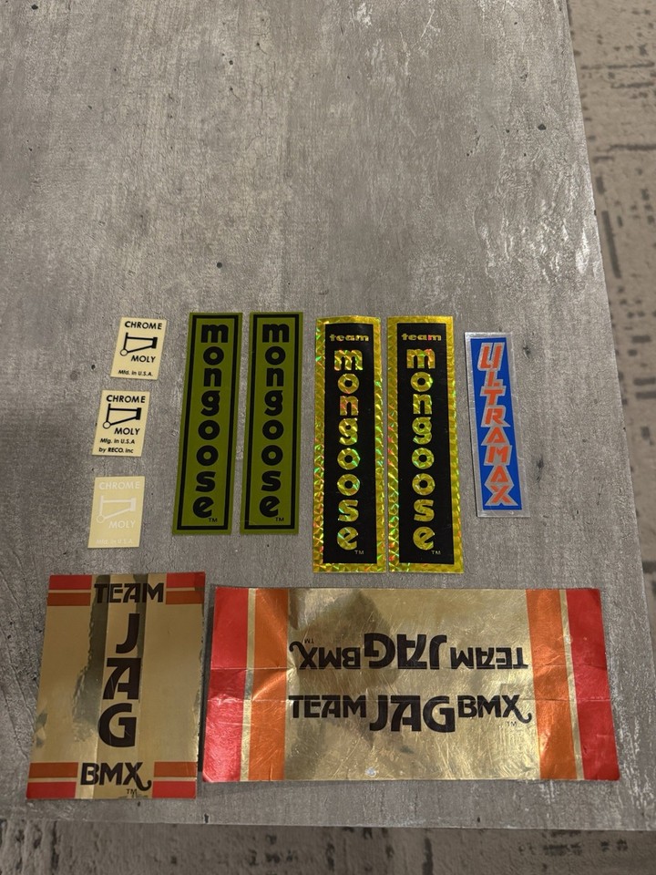 Old school BMX NOS TEAM JAG Decals + Team Mongoose And MOTOMAG! Vintage ...