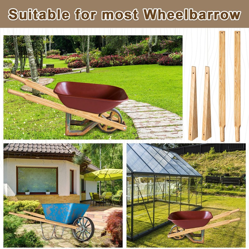 Wheel Barrow Handles Wood 59'' Wheelbarrow Handles Kit with 2 ...