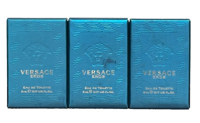 3x VERSACE EROS 0.17oz / 5ml Each EDT MINI NEW IN BOX | eBay