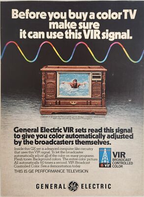 1977 Print Ad GE General Electric VIR Controlled Cover TV Sets ...