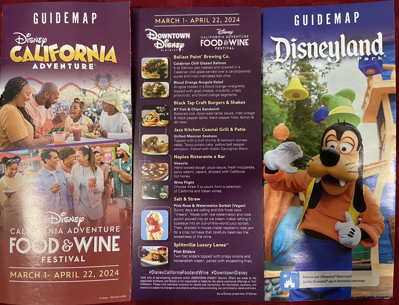 Disneyland Park DCA Downtown Disney Guide Map 2024 Food Wine Festival ...