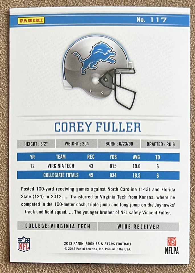 2013 Panini Rookies & Stars Longevity Parallel Corey Fuller Rookie ...